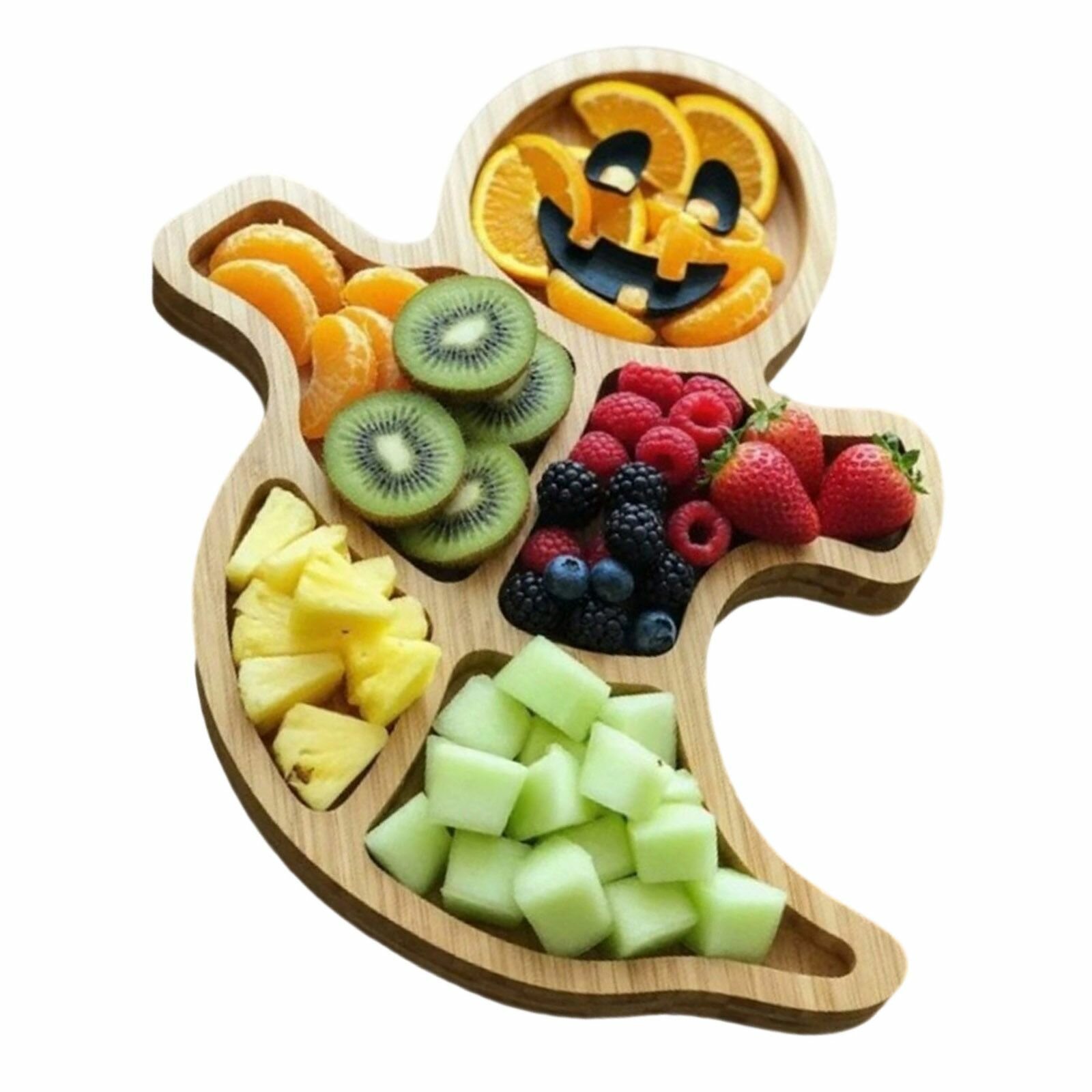 Деревянная доска для сервировки сыра и фруктов в тематике Хэллоуина