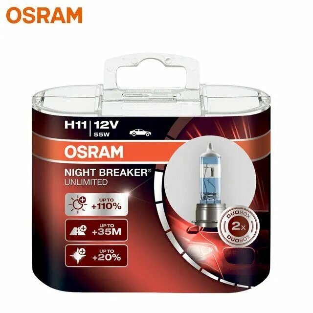 OSRAM Лампа автомобильная H11, арт. NIGHT BREAKER UNLIMITED H1 H3 H4 H7 H11 HB3 HB4 12V 55W 60W 3900K Желтый свет автомобиля галогенная фара оригинальные лампы