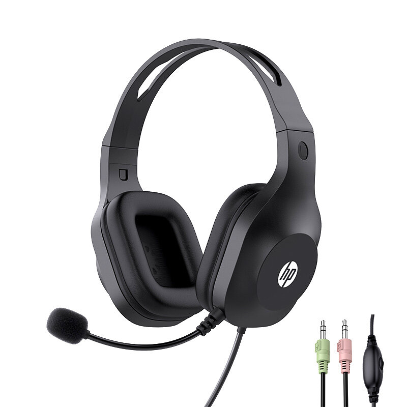 Наушники проводные HP с микрофоном, черные, высокая чувствительность, комфортная посадка