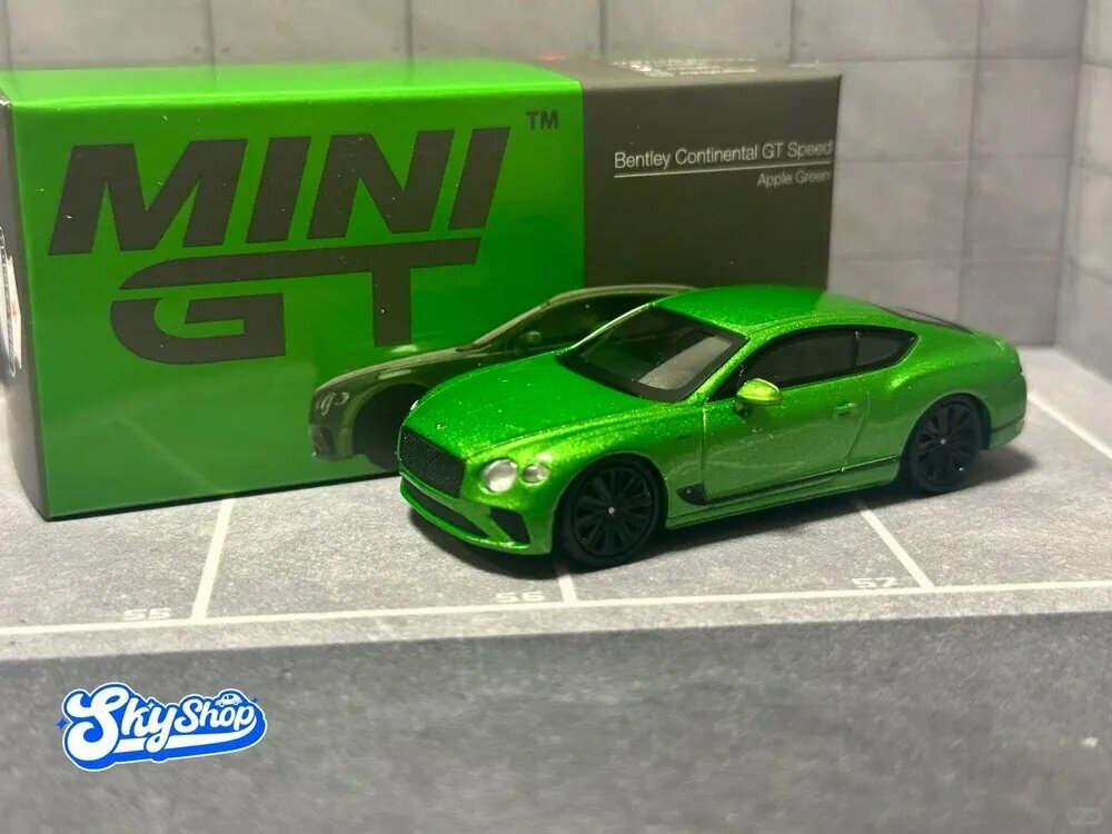 Машинка металлическая модель MINI GT 1:64 #473 Bentley Continental GT Speed 2022 Apple Green