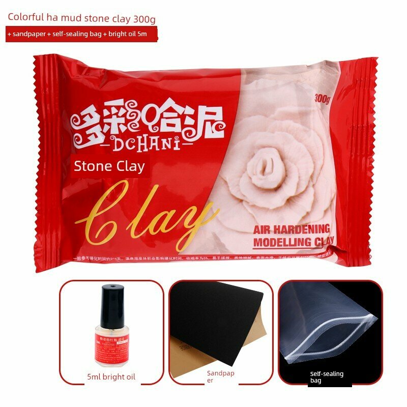 Цветная глина Ha Ni для лепки, каменная, 300г, с наждачной бумагой, пакетом и лаком 5мл