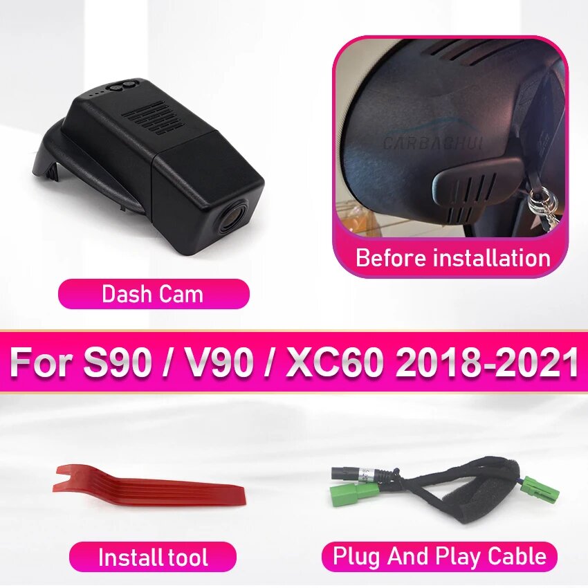 Видеорегистратор 4K Plug and Play для Volvo XC40 XC60 XC90 S60 V60 S90 V90 XC60 18-21, HD 4K 2160P