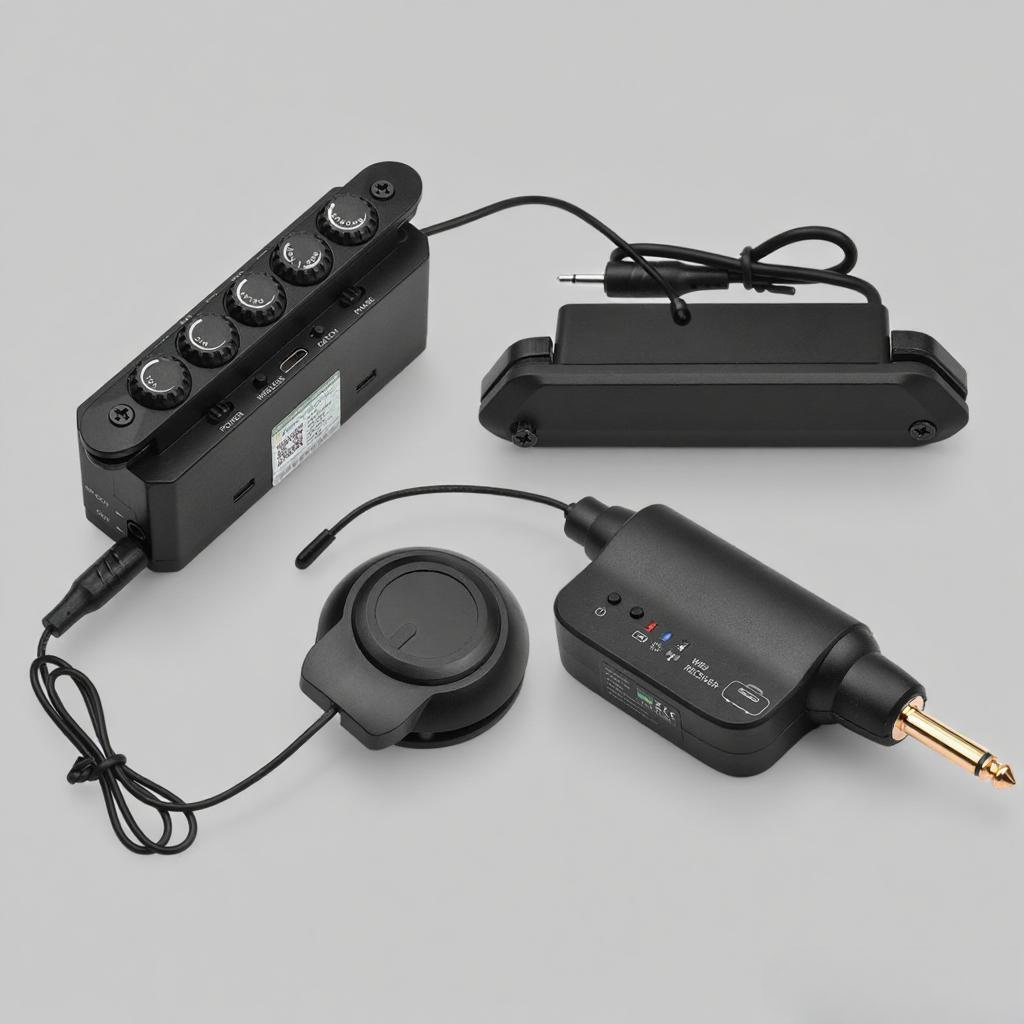 WR2 Wireless Resonance Acoustic Soundhole Pickup Wireless Vibration Pickup Sound Pick-up Delay Reverb Chorus Effects ABS 760~769MHz 30Hz~20KHz <3ms 102*50*30mm 140*48*28mm 368g 675g 21.5*15.5*8cm 1 Pickup 1 Resonance Pickup 1 Vibrating Horn 1 Receiver 1