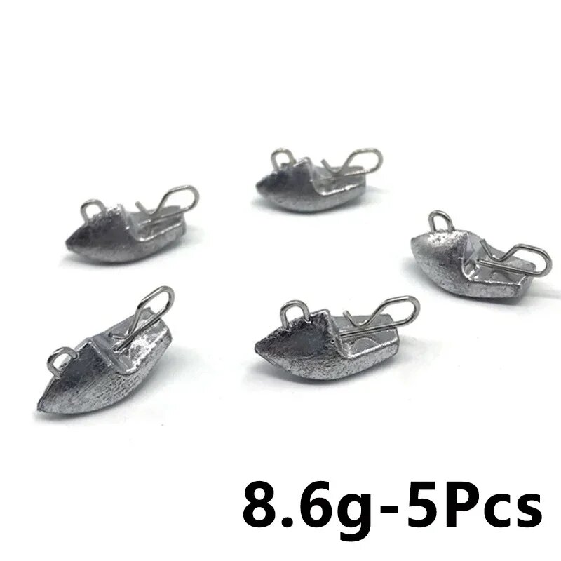 5 шт, свинцовое грузило в форме лодки, вес с джиг-головкой, быстроразъемное свинцовое грузило для 2 г, 3 г, 4,8 г, 7,3 г, 8,6 г, 13,5 г, аксессуары для рыбалки