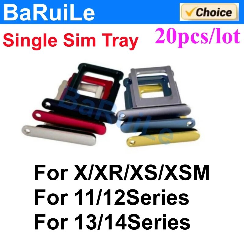 BaRuiLe 20 шт. держатель одинарного лотка для SIM-карты для iPhone 13 15 16 Pro Max 11 12 14 Plus X XR XS 7 8 Plus Запчасти для ремонта SIM-карты