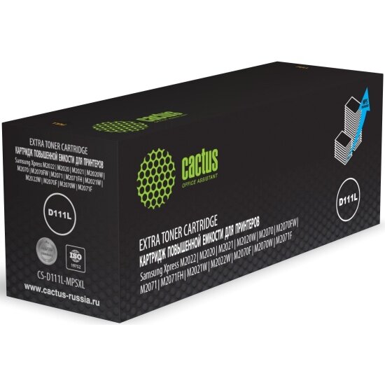Cactus Картридж лазерный CS-D111L-MPSXL MLT-D111L черный (5000стр.) для Samsung Xpress M2022/M2020/M