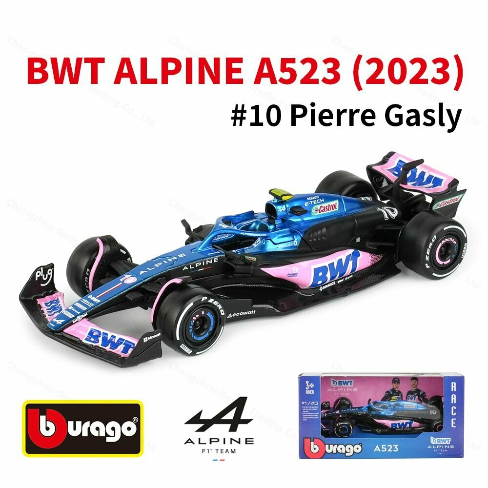 Bburago 1:43 2023 BWT Alpine A523 Формульный болид Формулы-1, Литые под давлением автомобили, коллекционная модель гоночных игрушек