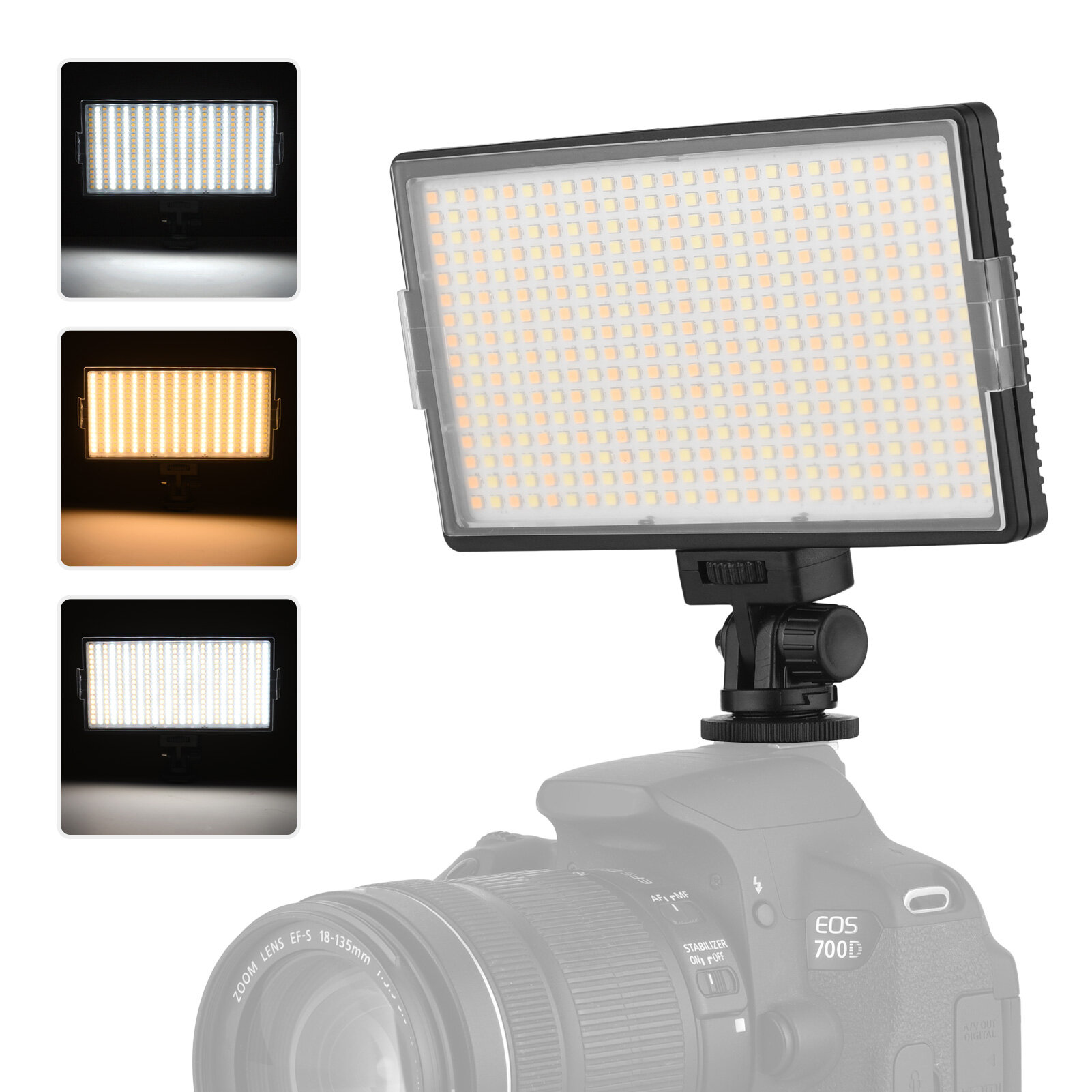 LED-416 Светодиодная ВидеоЛампа Для Камеры Плафон Для Фотографии 416 ШТ Светоэлементов Регулируемая Двухцветовая Температура 3200-5600K Регулируемая Яркость с Винтовым Отверстием 1/4 Дюйма Горячая Кронштейн Шаровидная Голова Для На улице Фотография