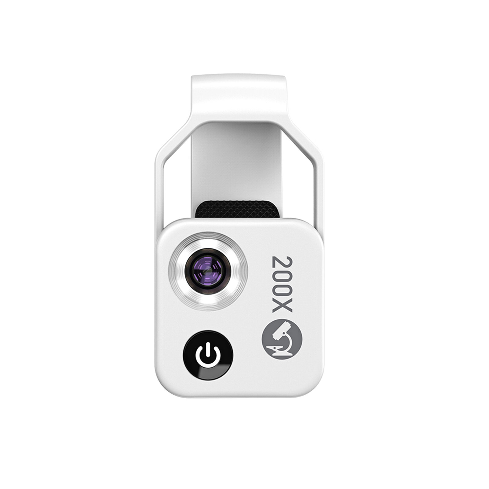 APEXEL MS002 200X микроскопическая линза для телефона с универсальным клипом, цвет черный/белый, материал ABS+PC, 4 элемента в 4 группах, многослойное покрытие, 6 светодиодов, 6000-6500K, USB Type-C, 3.7V 120mAh, вес 17.5г, размер 6.8*3.5*2.8см, для