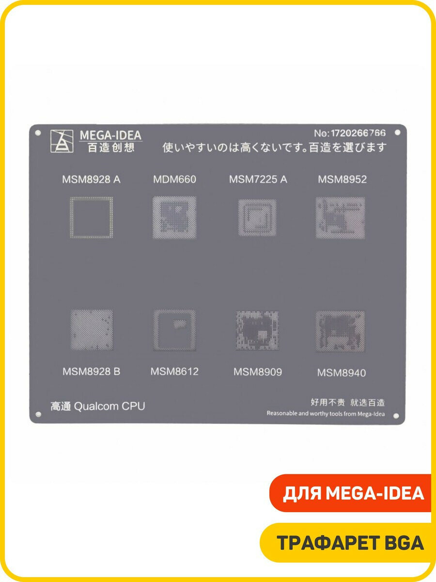 Трафарет BGA Mega-Idea CPU MSM8928 AB / MDM660 / MSM8612 и др.
