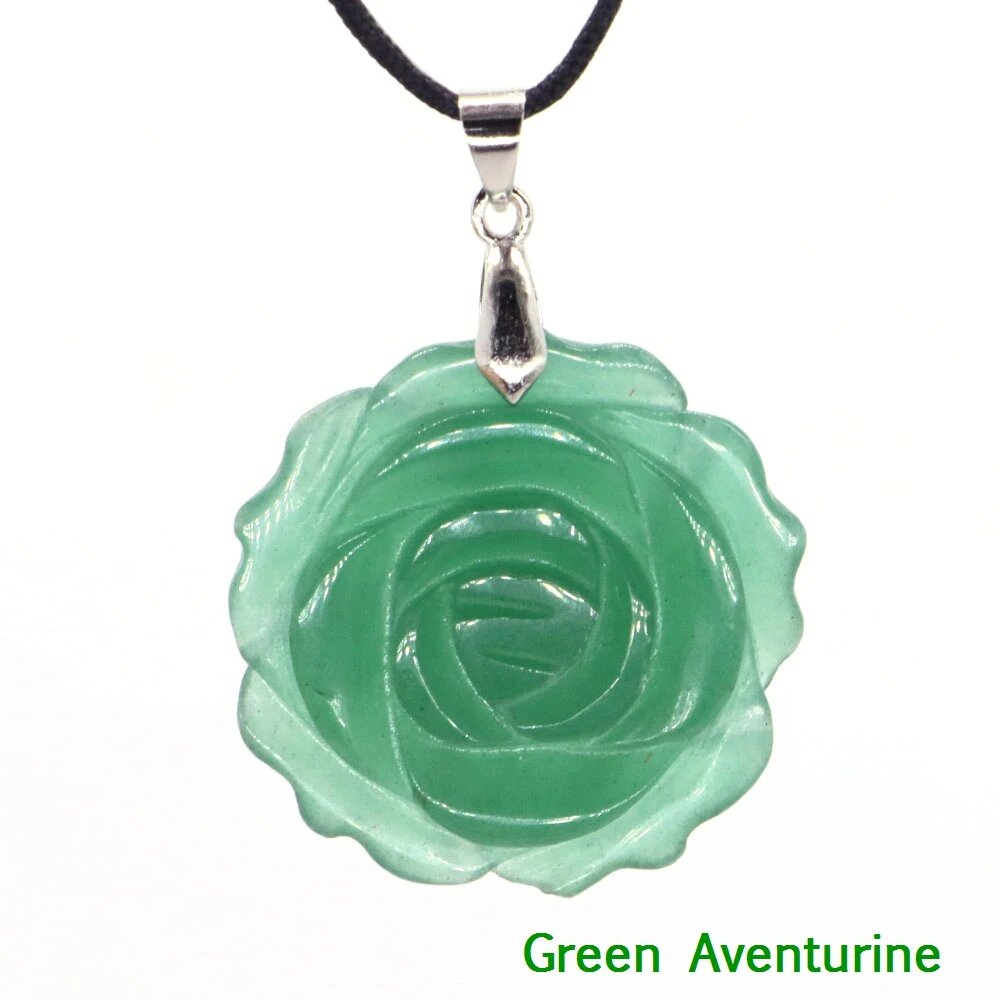 Кулон из натуральных камней "Цветок розы" Изумрудный, 1PC, Green Aventurine
