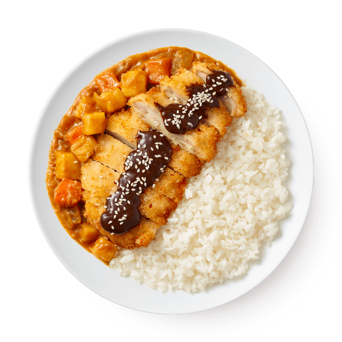 Чикен Кацу-карри J'Pan с рисом и соусом Тонкацу, пластиковая тарелка, 375 г