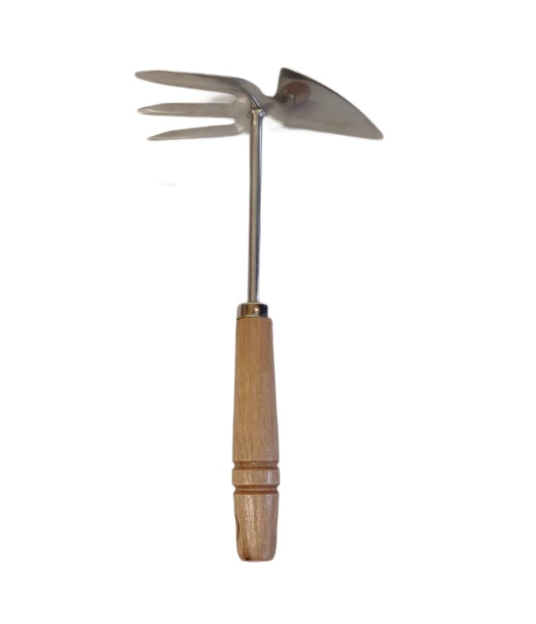 Мотыга с зубцами и деревянной ручкой, для садоводов и огородников