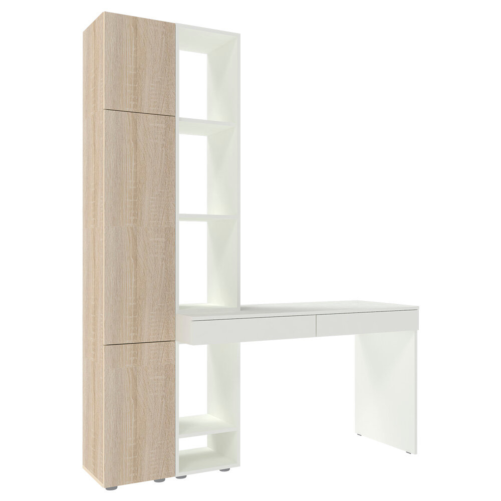 Стол письменный со стеллажом 1512 Белый Дуб Сонома