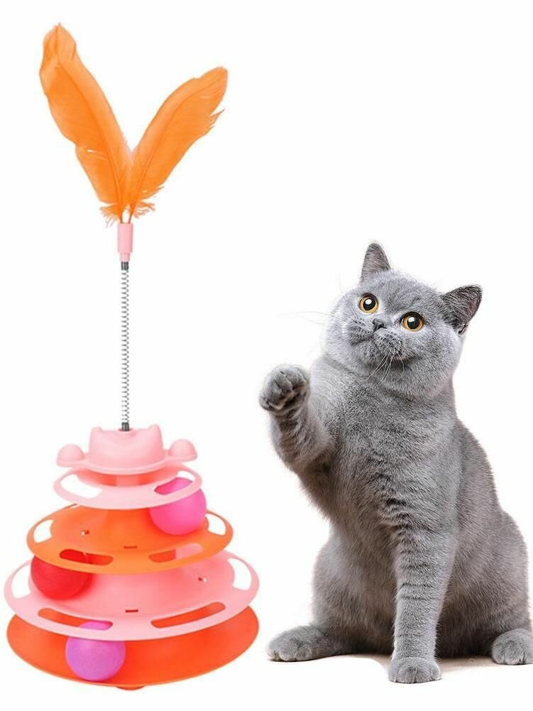 Пирамидка игра для кошки / Игрушки для животных башня