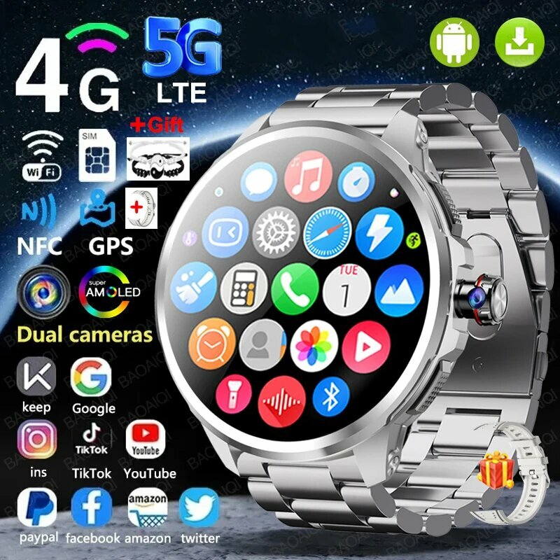Smartwatch 5G 16GB+256GB RAM 16G 256G, Steel silver