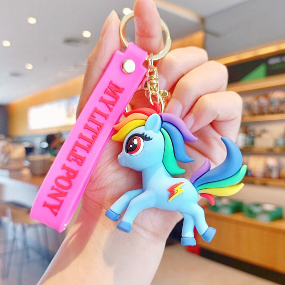Брелок My Little Pony, милая плюшевая игрушка-единорог, женский рюкзак, автомобильный брелок, подвеска My Little Pony, синий.