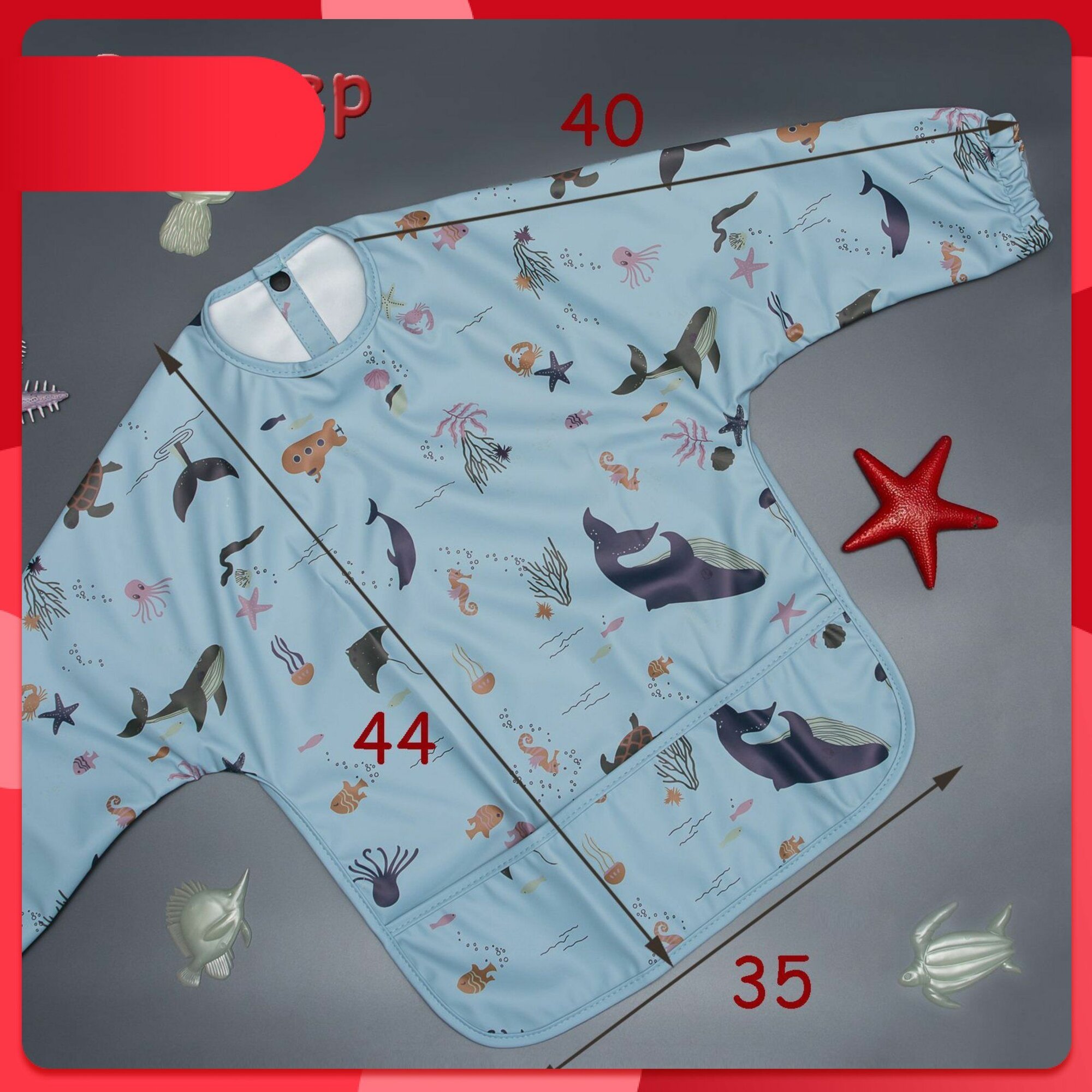 Детский нагрудник - фартук, слюнявчик с рукавами для кормления