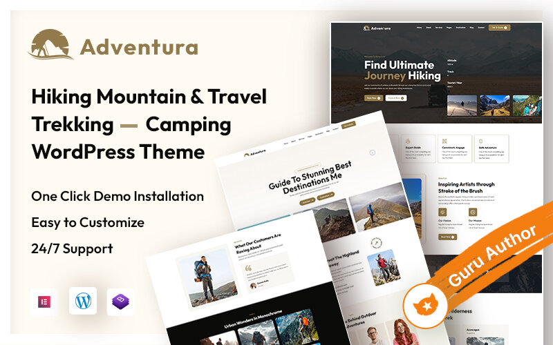 Подарочный сертификат на Шаблон для сайта Вордпресс с демоконтентом Adventura – Hiking Mountain & Travel Trekking Camping WordPress Theme
