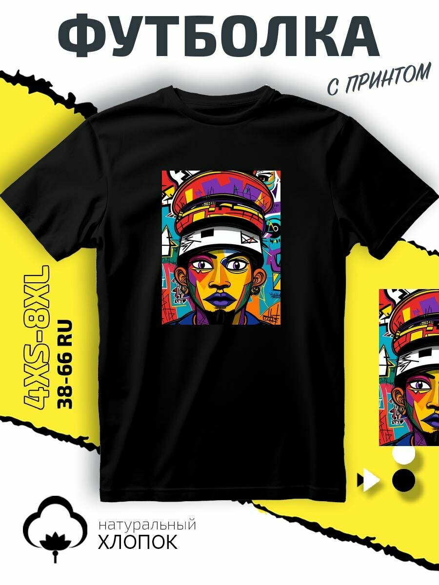 Футболка Портрет в стиле поп-арт с красной шляпой