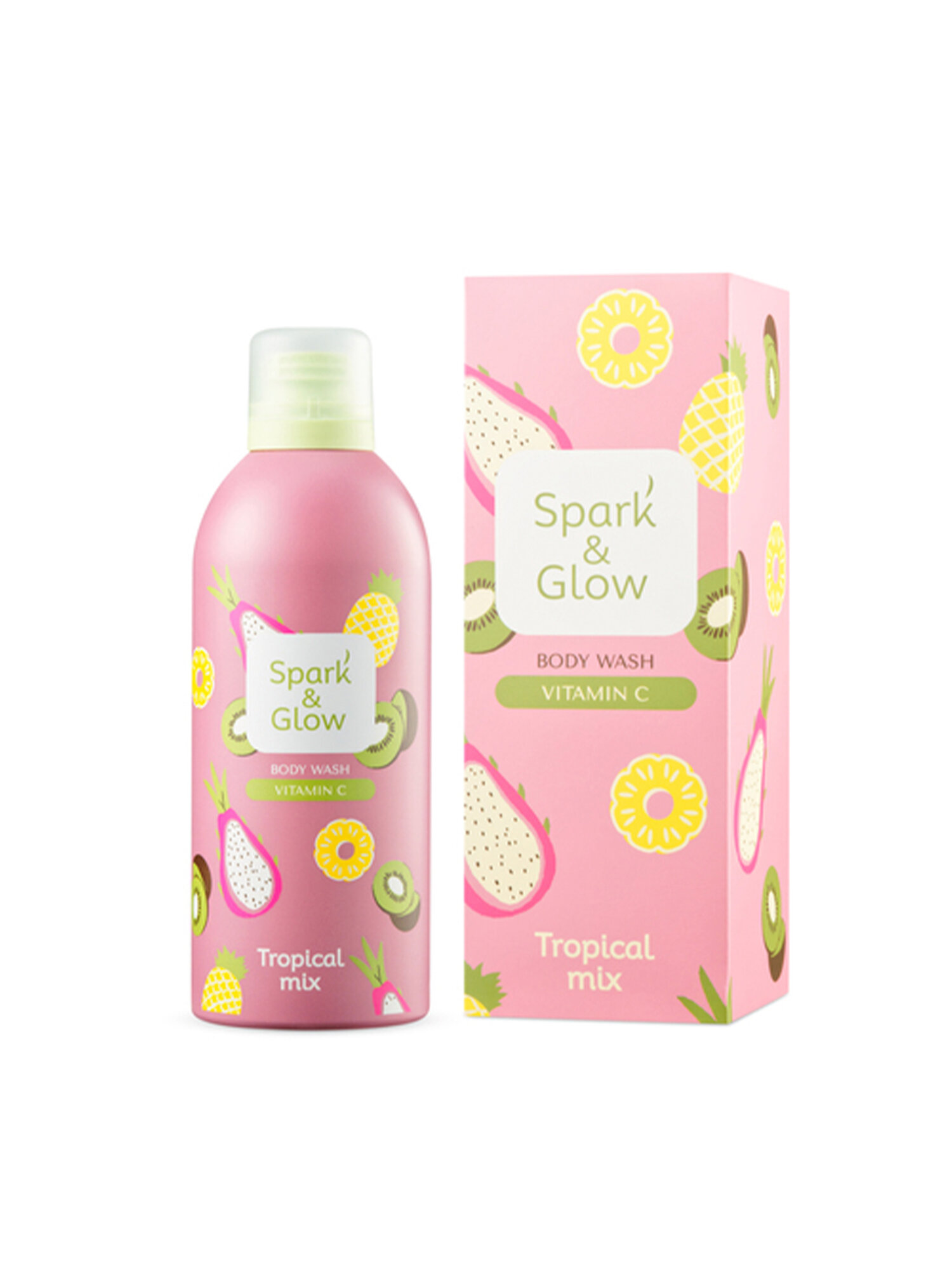 Гель-пена для душа с ароматом тропических фруктов Spark&Glow Tropical mix body wash, 350мл