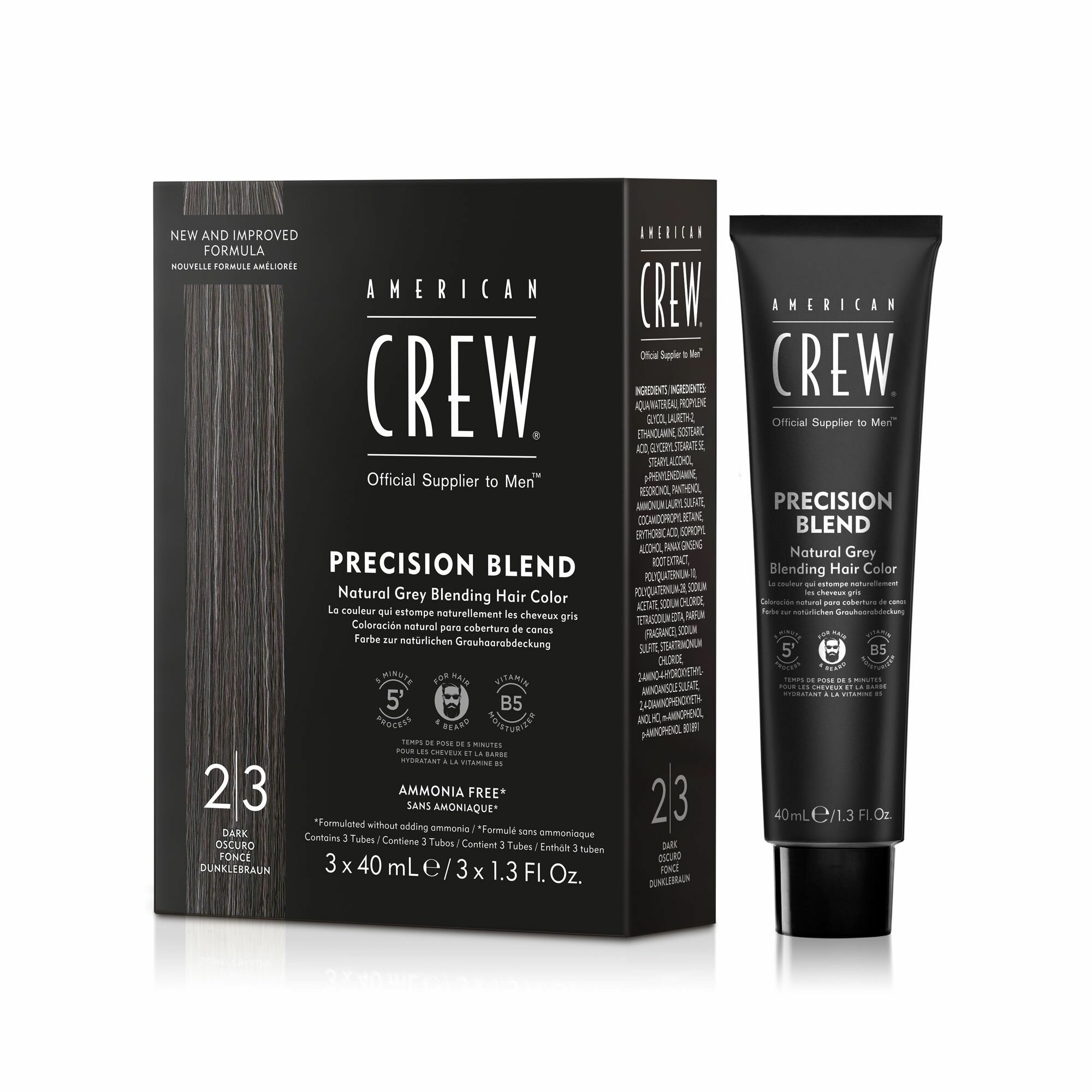 Краска для волос American Crew Precision Blend, камуфляж седины, без аммиака, 3x40 мл