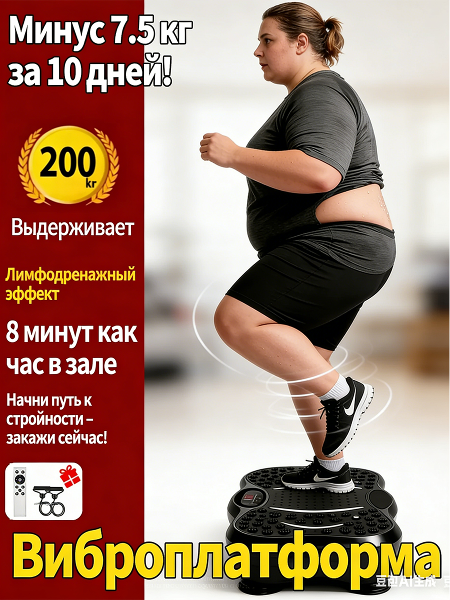 Виброплатформа для похудения до 200 кг с музыкой, домашний кардио тренажер электрический антицеллюлитный
