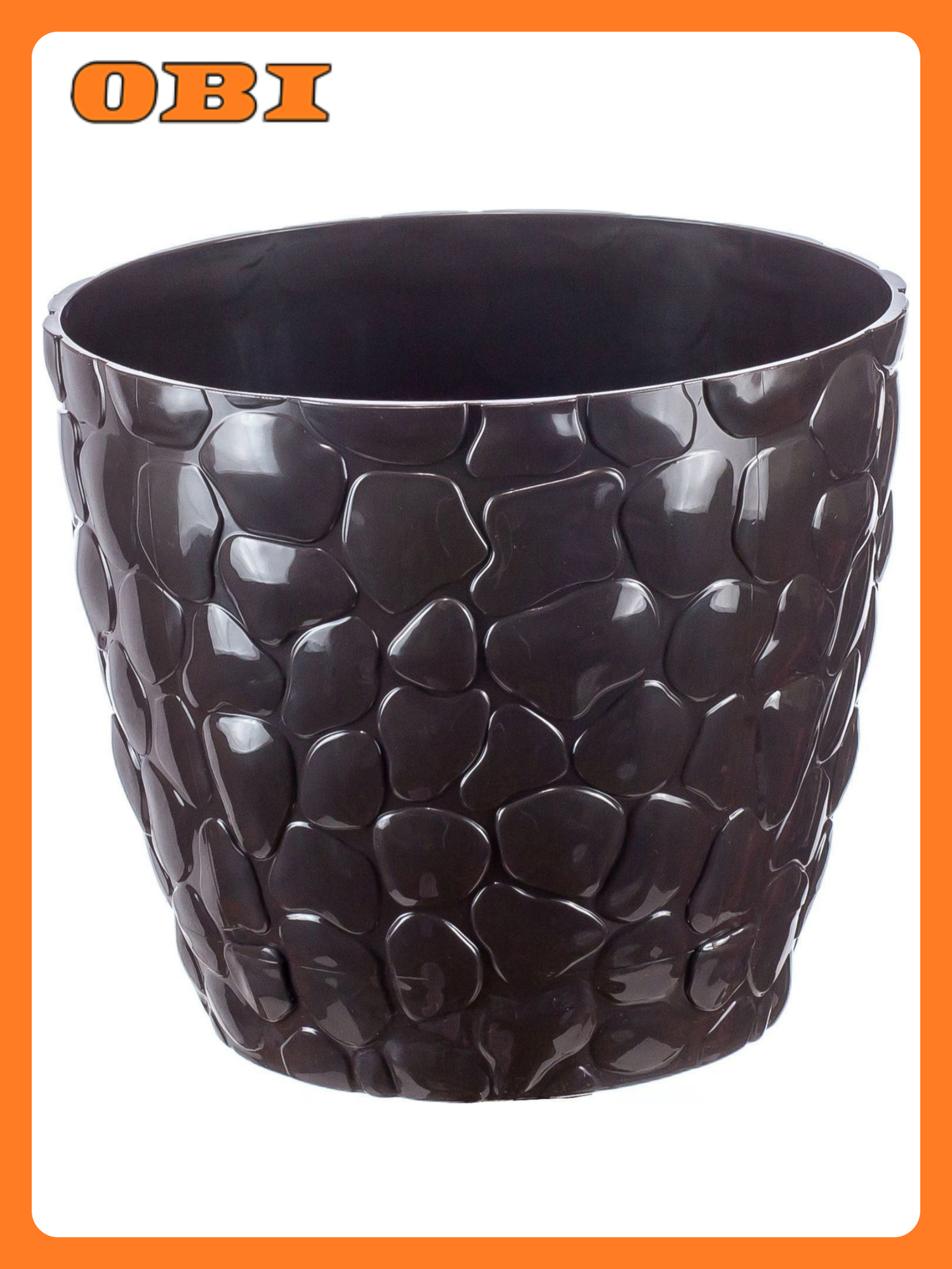 Кашпо IDEA Камни d22 см 4,8 л полипропиленовое коричневое с подставкой