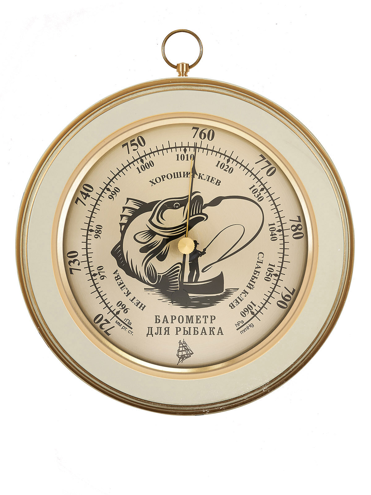 Барометр механический Бриг БМ91221-ЭП рыбак настенный, натуральное дерево.