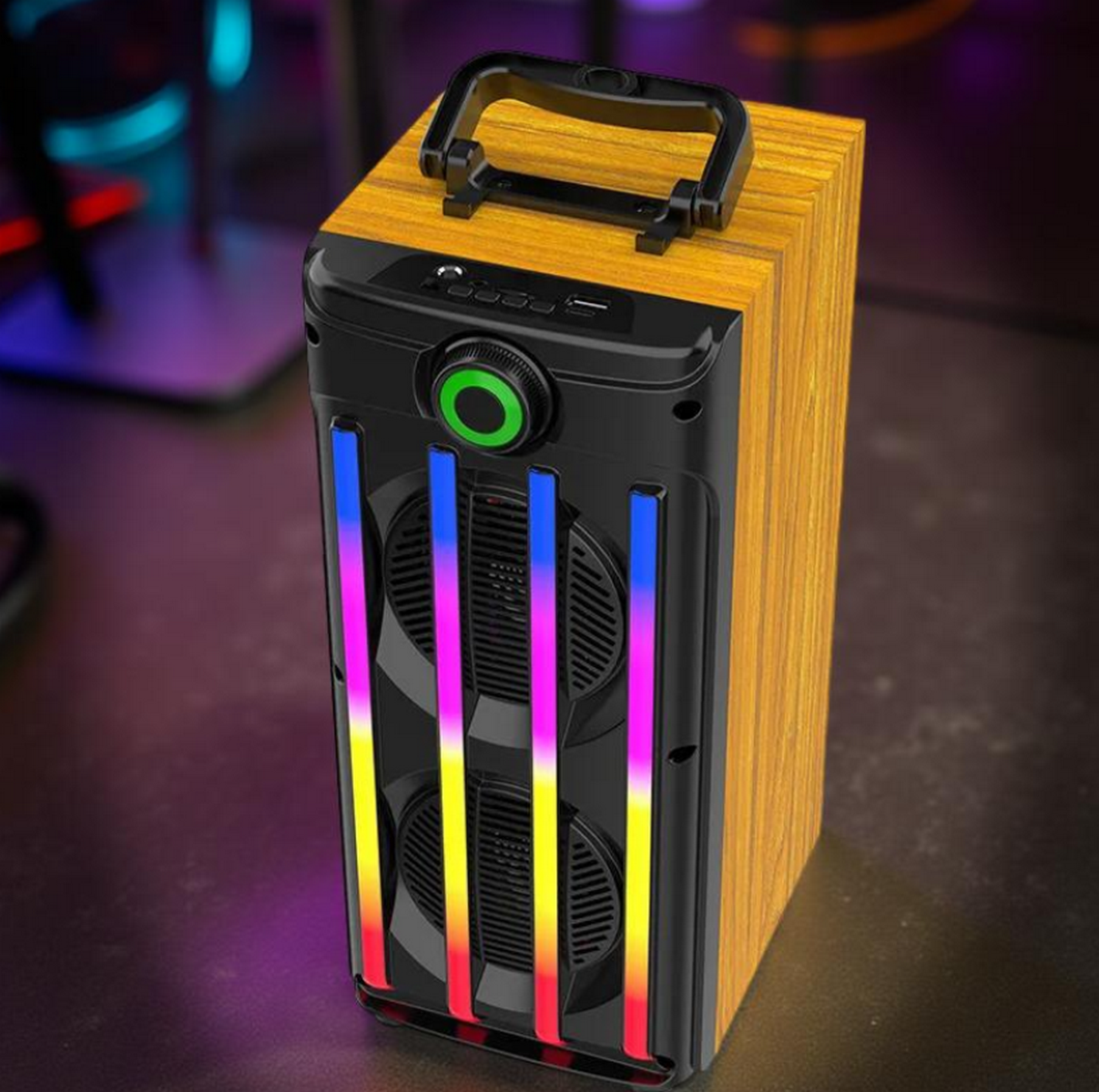 Беспроводная колонка караоке Colorful Bass speaker Sing-e JQS-9401 (коричневый)