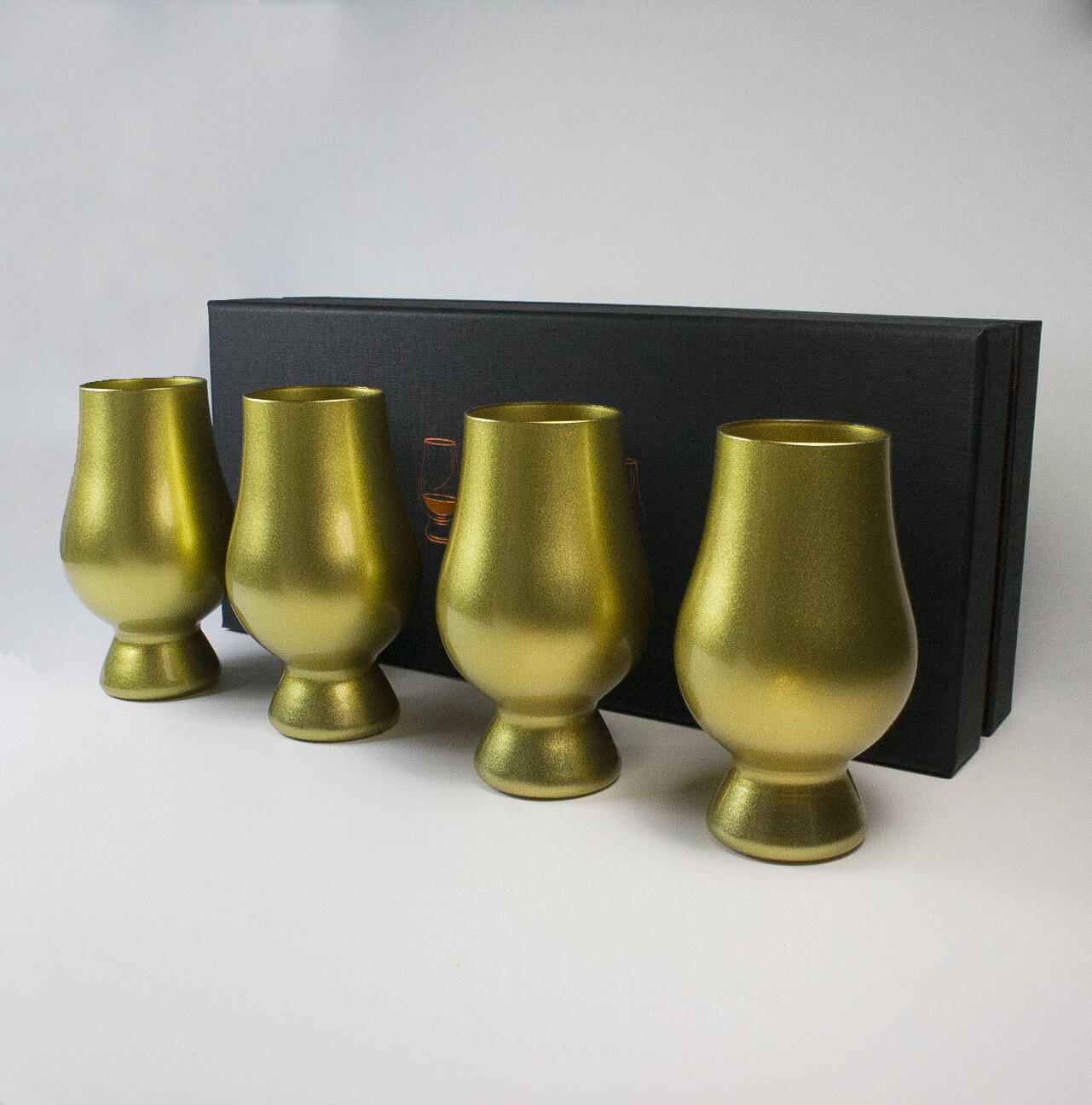 Glencairn Гленкерн Четыре бокала в премиальной коробке золотистые, подарочный набор