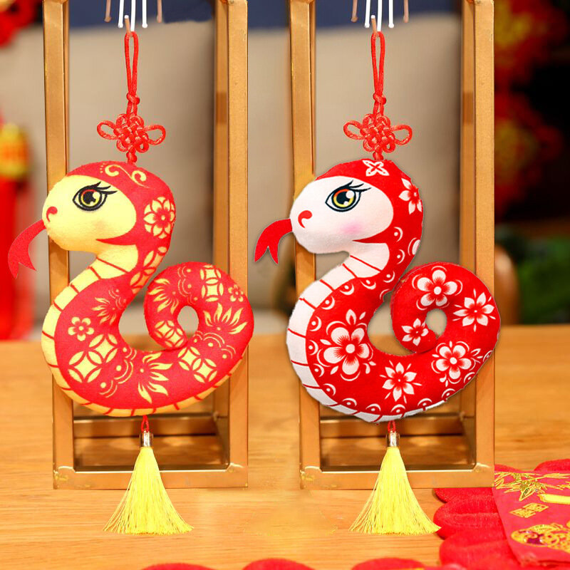 Мягкая игрушка-талисман 2025 года — Змея, плюшевая змея-знак зодиака, кулон в виде милой змеенки в красном конверте на Новый год, подарок на мероприятие.