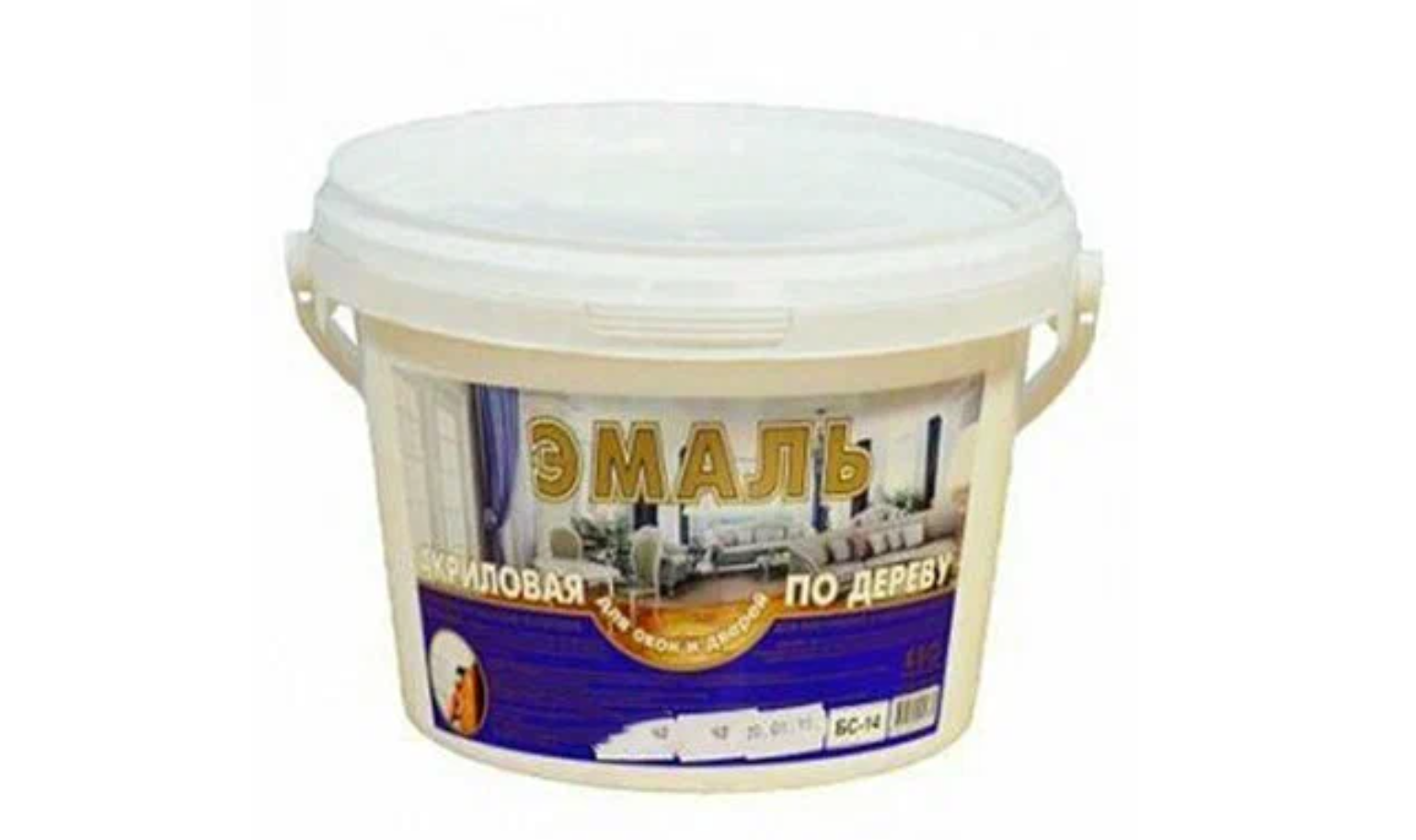 Эмаль по Дереву для Окон и Дверей КБС 2.5кг Акриловая, Белая, Глянцевая, без Запаха.