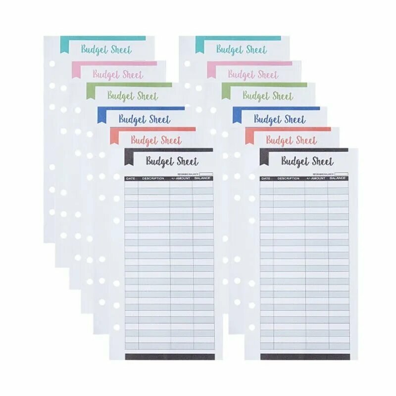 Набор из 12 Бюджетных Листов для Отслеживания расходов, Органайзер Денежных средств, Кассовая Книга, Двустороннее Письменное Использование с Денежным Конвертом