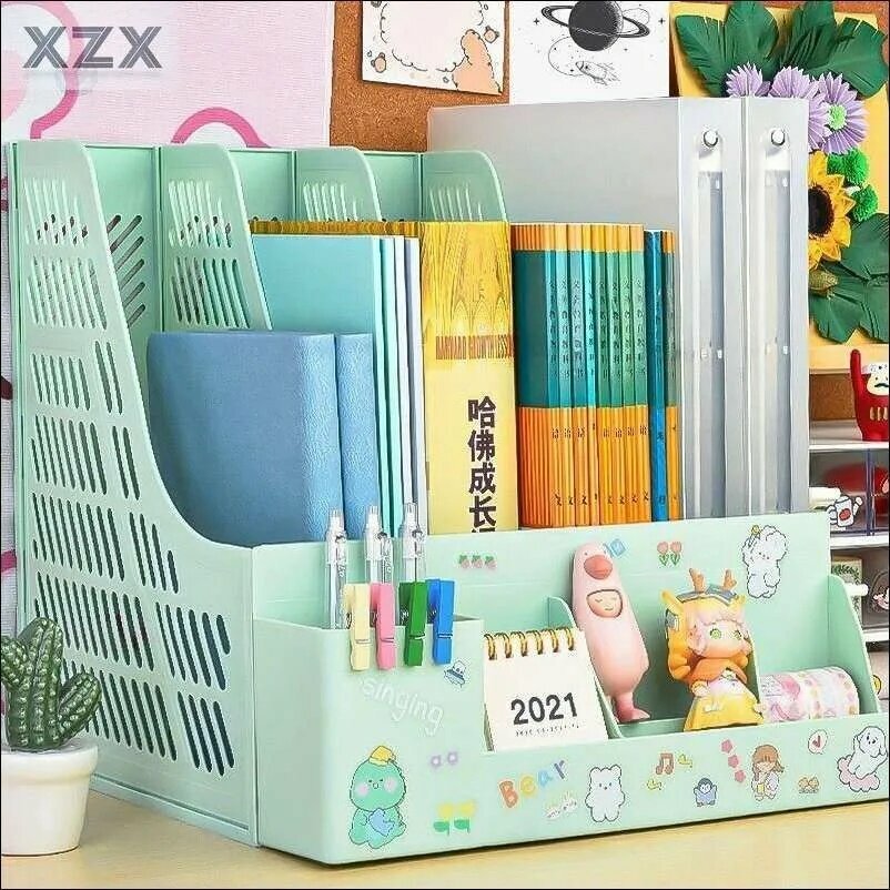 Органайзер для канцелярии и книг, настольная подставка с отсеками для учебников, тетрадей А4, ручек и канцтоваров, школьный лоток для стола ученика, студента или учителя