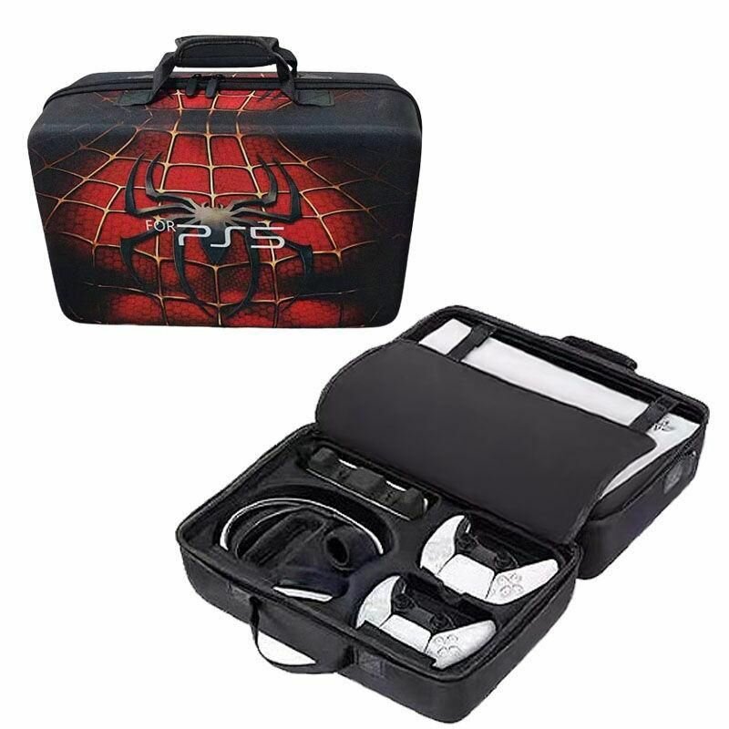 Сумка для хранения игровой консоли PS5 с рисунком человека-паука портативная наклонная спинка