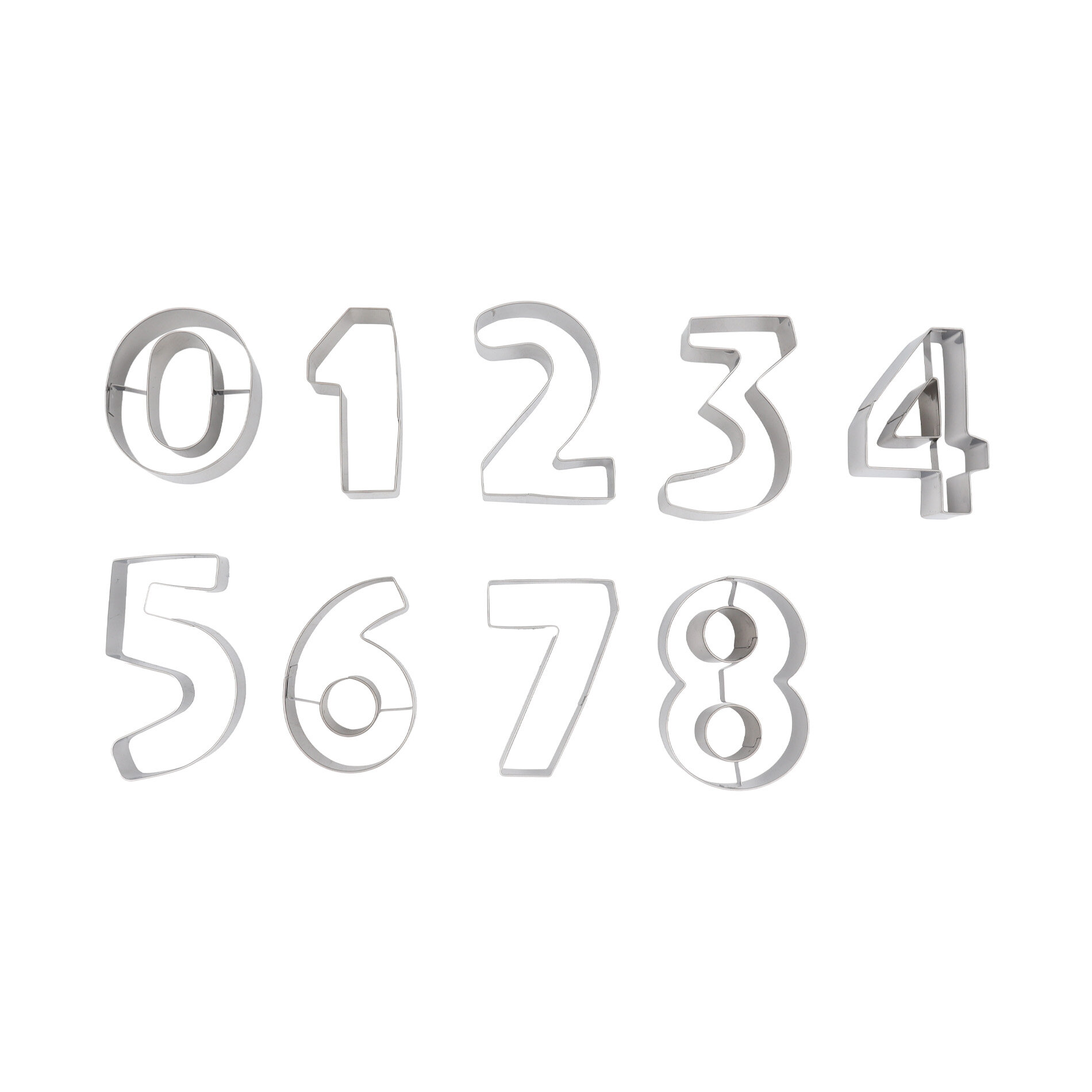 Набор вырубок форм для приготовления пряников и печенья, Цифры, 6,5см, 9 штук, нержавеющая сталь, Paderno.