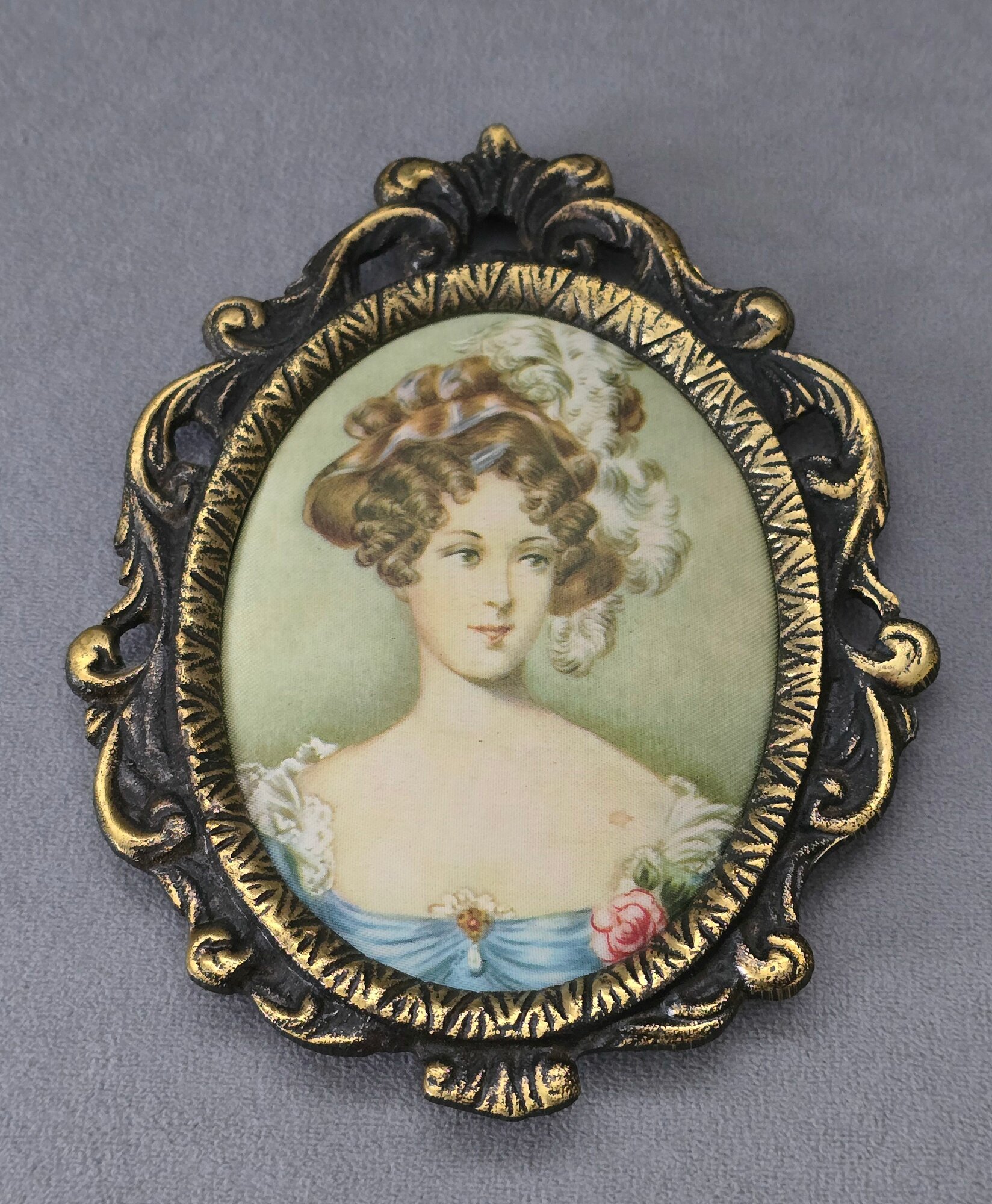 Старинная шелкография в раме