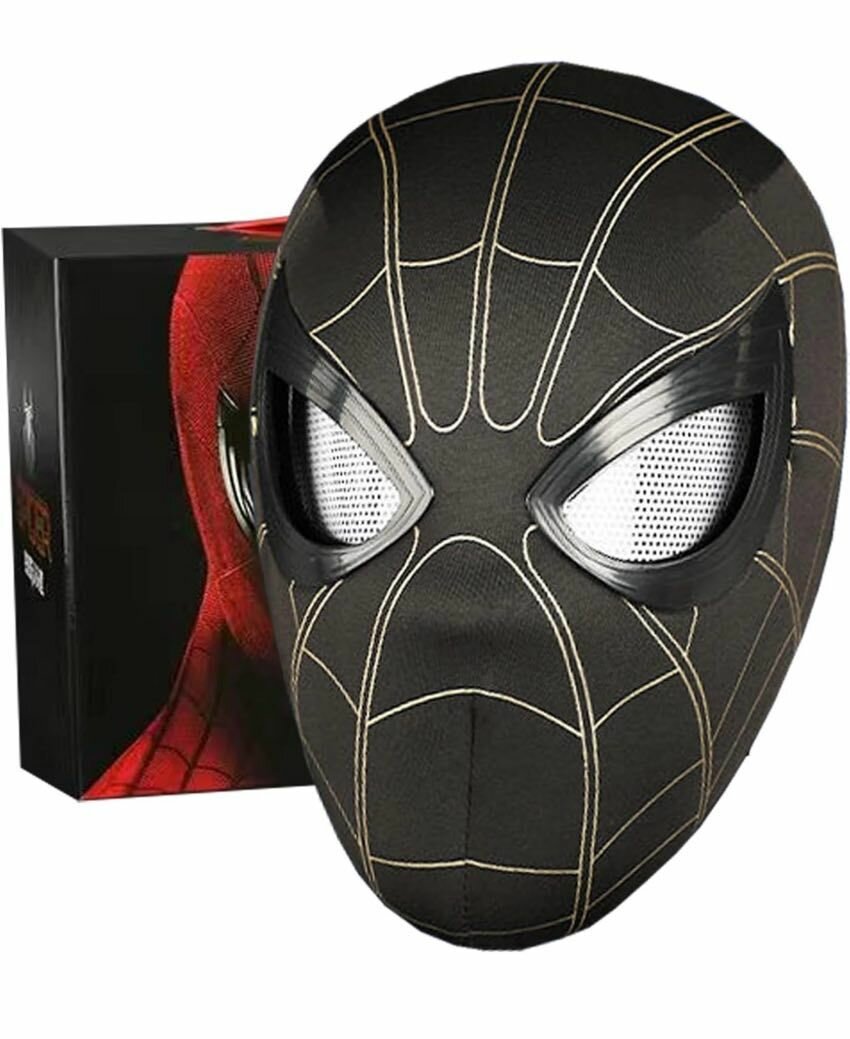 Маска Человека-Паука, подвижные глаза, унисекс, черная , 1 шт
