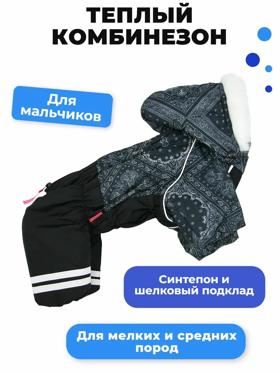Утепленный комбинезон для собак мальчиков мелких и средних пород