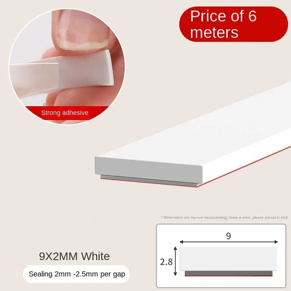 Силиконовый уплотнитель для дверей 6 м white-I Type