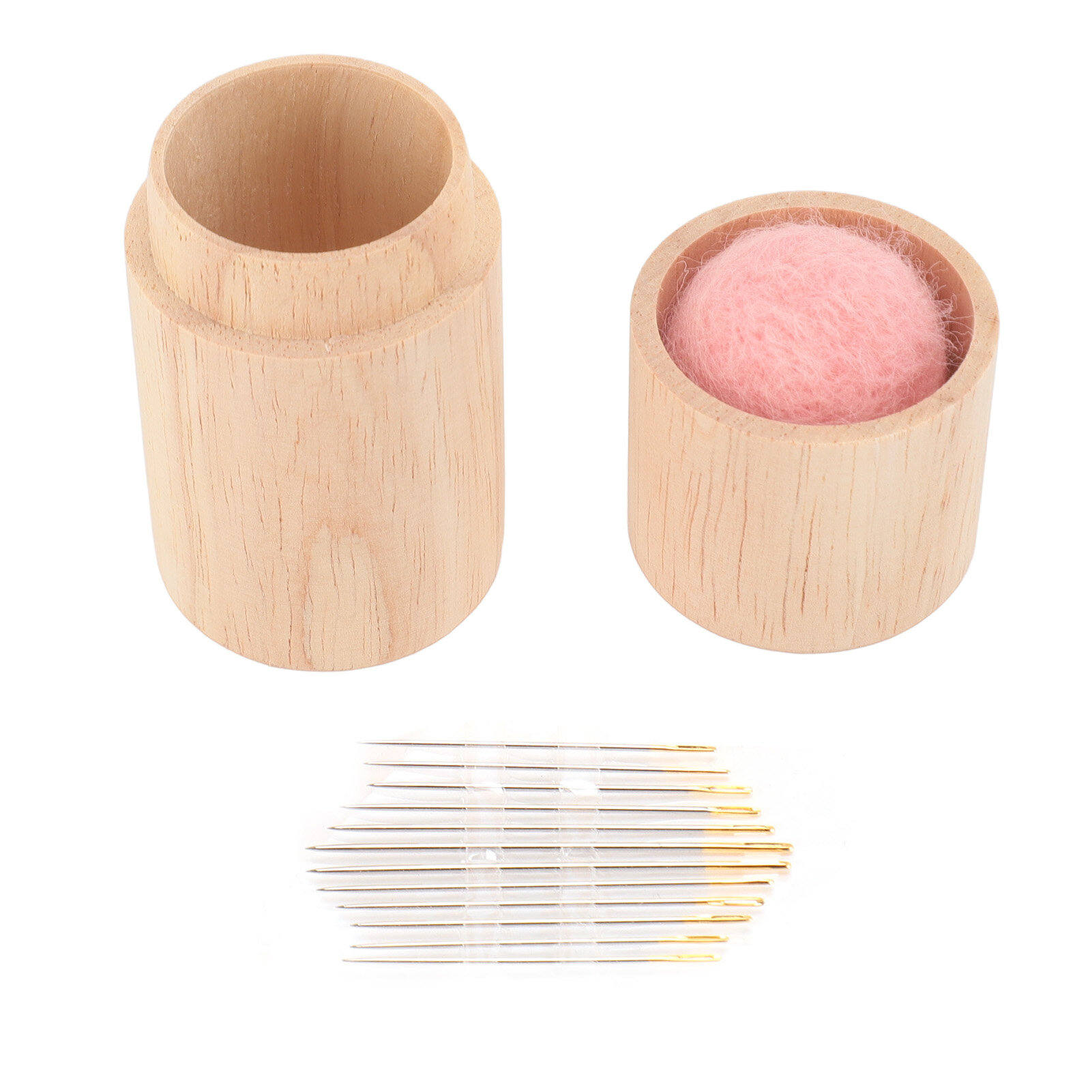 Деревянная игольница с большой вместимостью, портативный многофункциональный держатель для швейных игл, розовый