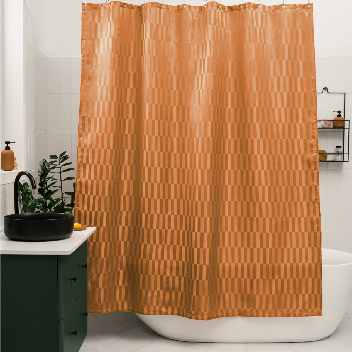 Штора для ванной комнаты тканевая 180 х 200 см Terapy оранжевая