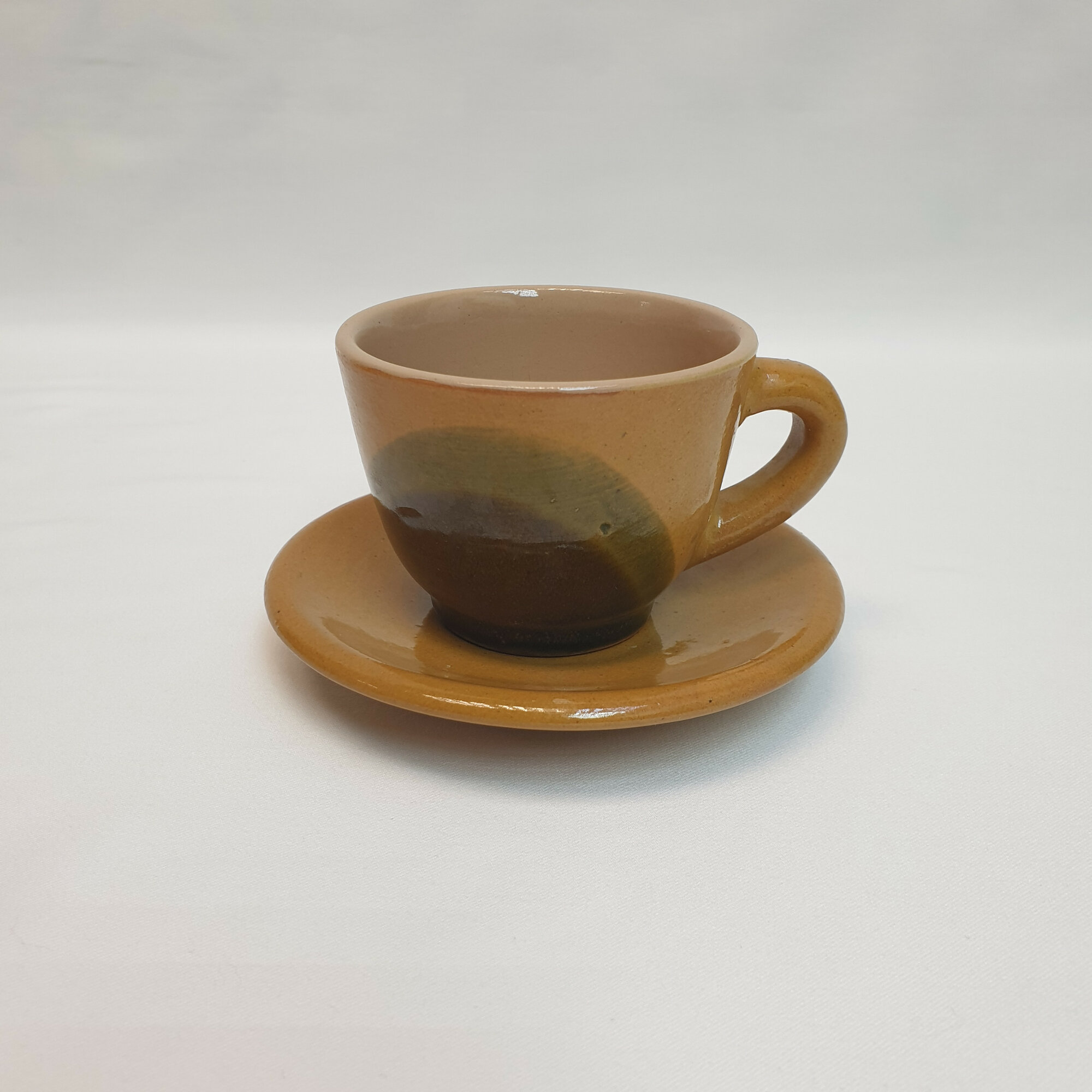 Кофейная пара, обливная керамика 120 мл, винтаж СССР