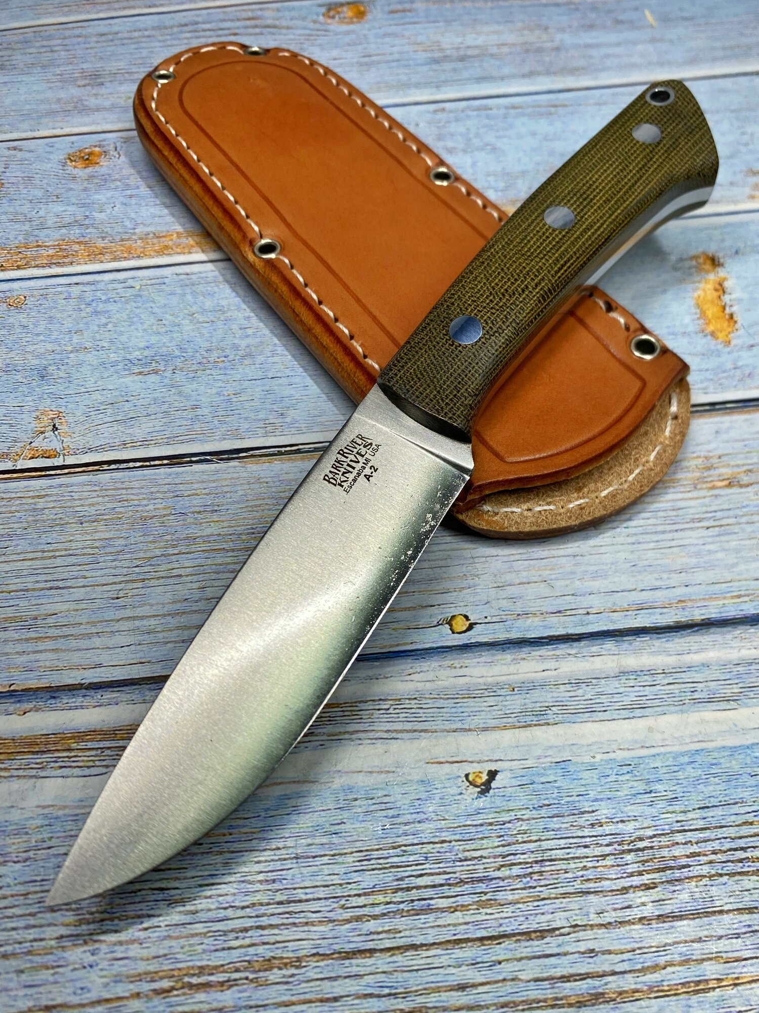 Нож Bark River Fox River, A2, Green Canvas Micarta, 01-113M-GC