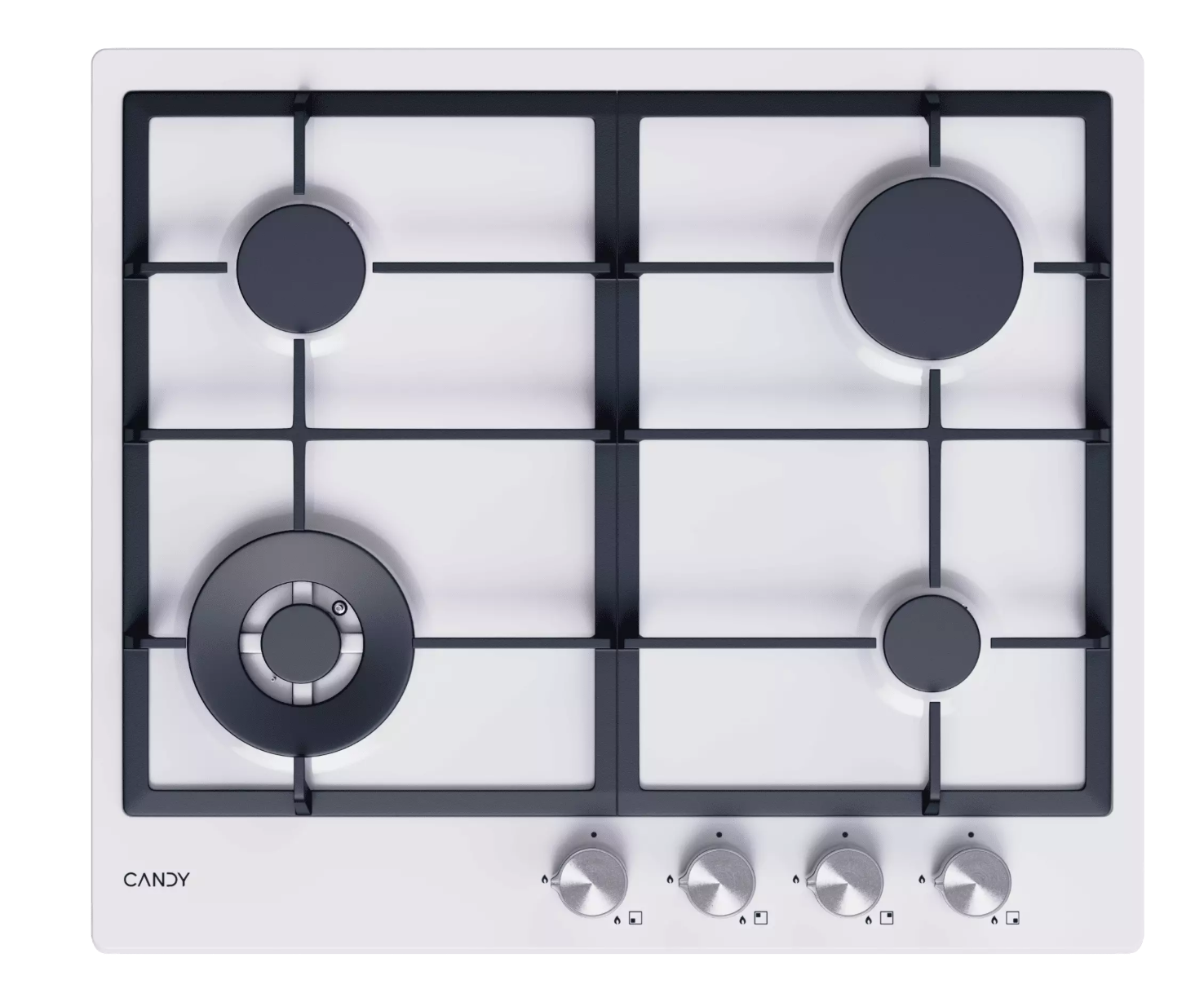 Варочная панель CANDY, CHG6BF4WPXWRU, 4 газовые конфорки, белая эмаль