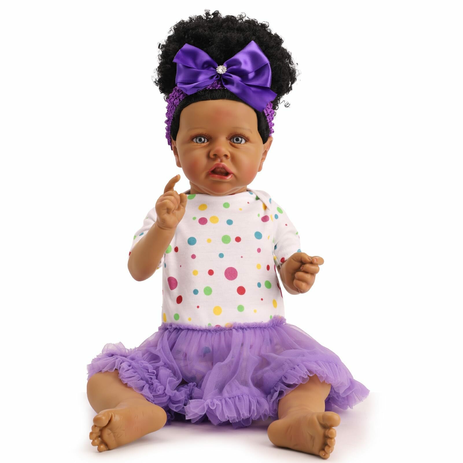 Кукла Black Saskia Rebirth высотой 22 дюйма — реалистичная кукла-младенец из мягкого винила.