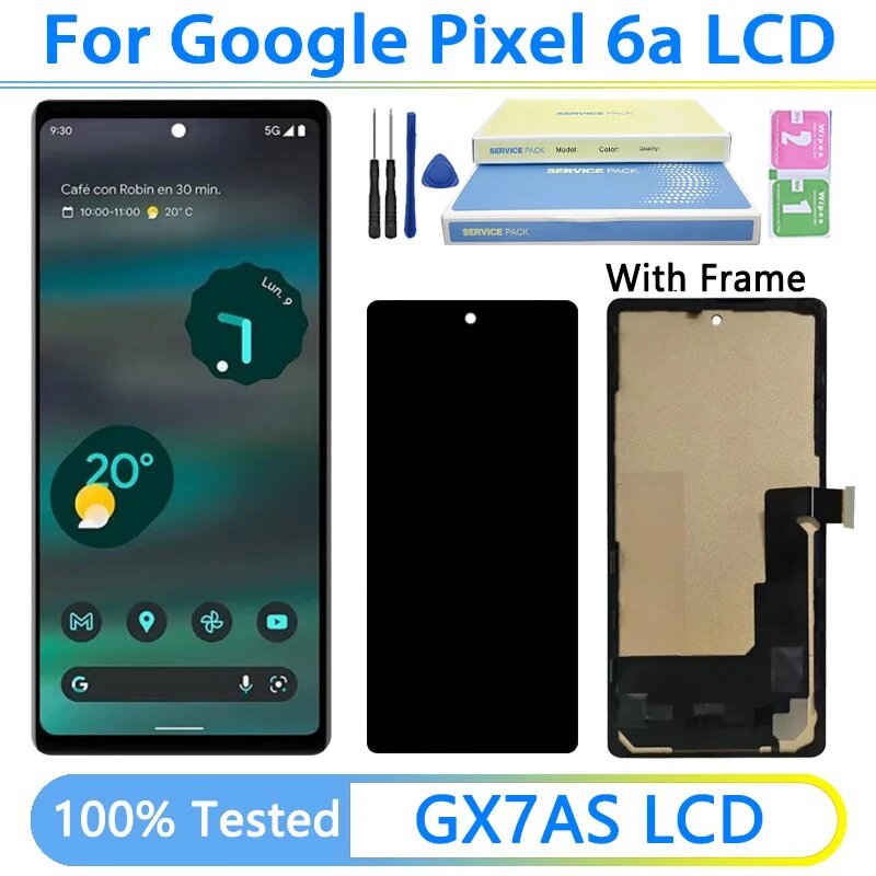 TFT-экран для Google Pixel 6A, ЖК-дисплей, сенсорный экран с дигитайзером для Pixel 6a GX7AS GB62Z G1AZG GB17L, ЖК-дисплей с рамкой