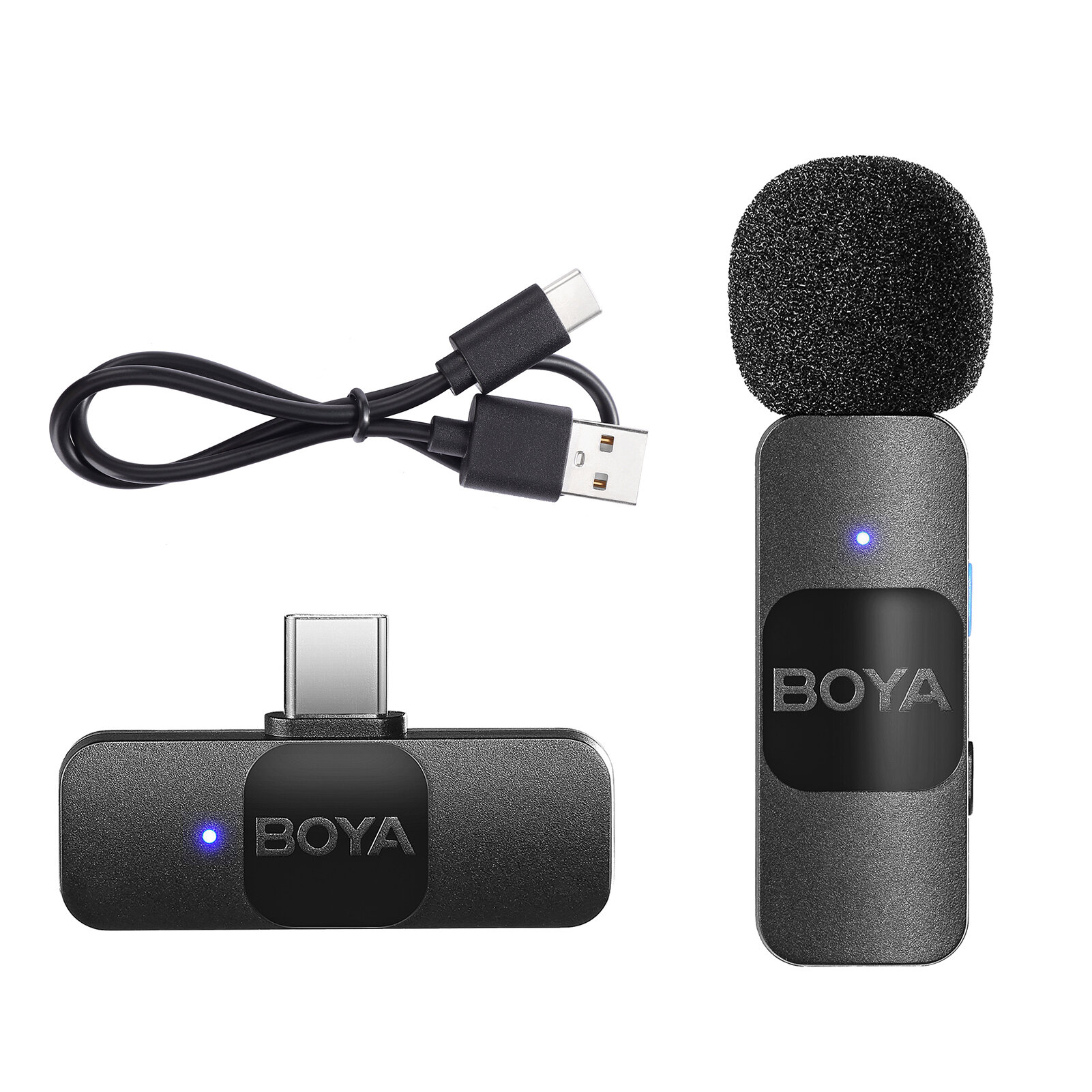 BOYA BY-V10 One-Trigger-One 2.4G Wireless Microphone System Clip-on Phone Microphone Omnidirectional Mini Lapel Mic Auto Pairing Smart Noise Reduction 50M Transmission Range Black Replacement for Huawei 20Hz-16kHz 80dB -42dB 95mAh 6dBm 1 Transmitter 1