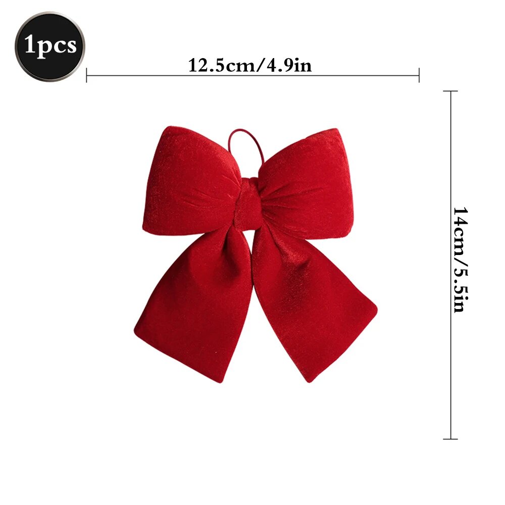 Рождественские украшения EsenTroye бархатные красные банты Красный, Red S 1pc